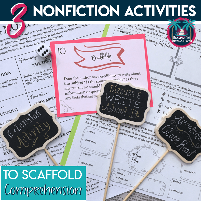 Nonfiction Reading Response Activities for Secondary - Reading and ...