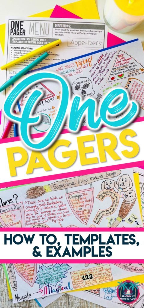 How to Use One Pagers with Literature and Informational Texts - Reading ...
